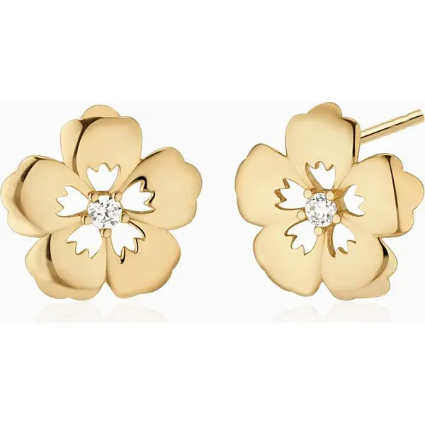 ORADINA 14k Sakura Studs - Yellow Gold