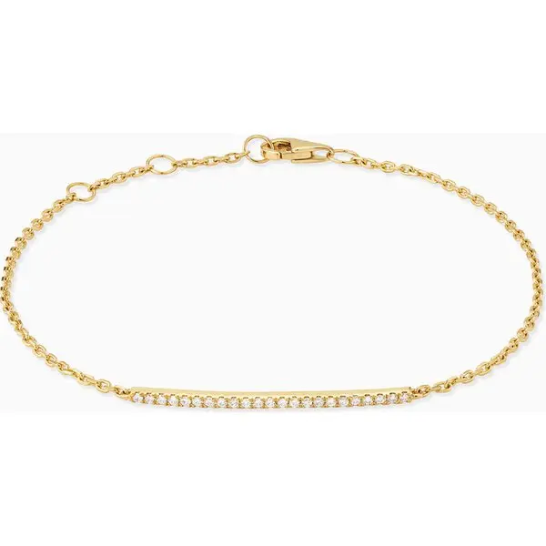 ORADINA 14k Yellow Solid Gold Brooklyn Bar Diamond Bracelet - Yellow Gold/ Natural Diamonds