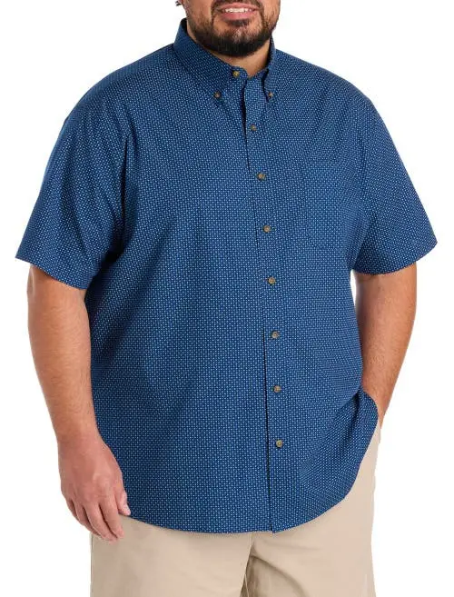 HARBOR BAY BY DXL Big & Tall Easy-care Micro Print Sport Shirt V2 - Blue