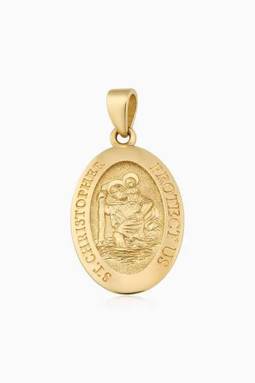 ORADINA 14k St. Christopher Medal Pendant Charm - Yellow Gold