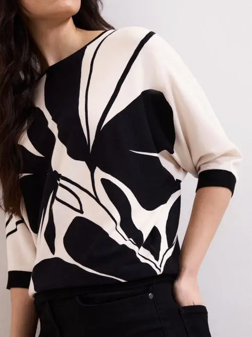 PHASE EIGHT Printed Round Neck Knit Jumper