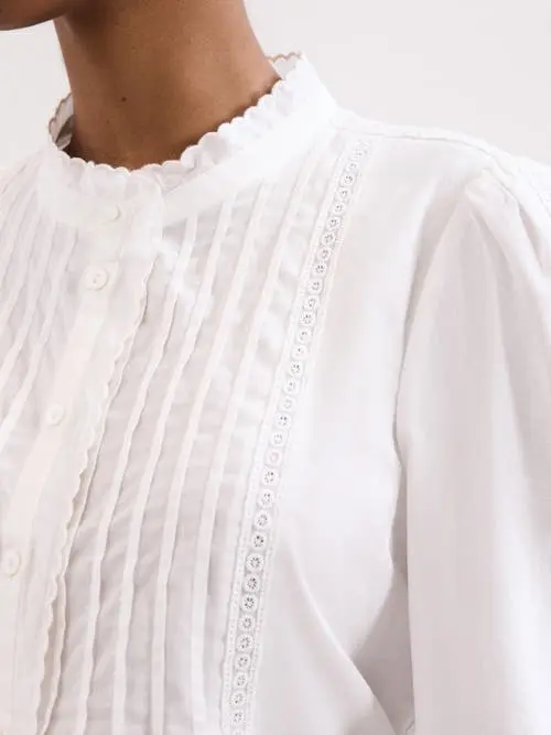 PHASE EIGHT Laurie Pleated Embroidered Blouse