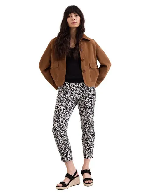 PHASE EIGHT Printed Cropped Trousers - Black/ivory