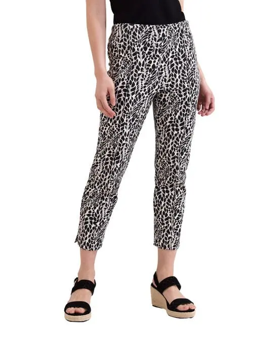 PHASE EIGHT Carmella Printed Cropped Trousers - Black/ivory