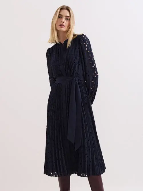 PHASE EIGHT Marina Pleated Midi Shirt Dress