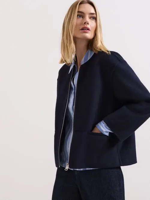 PHASE EIGHT Georgie Wool Round-neck Boxy Jacket
