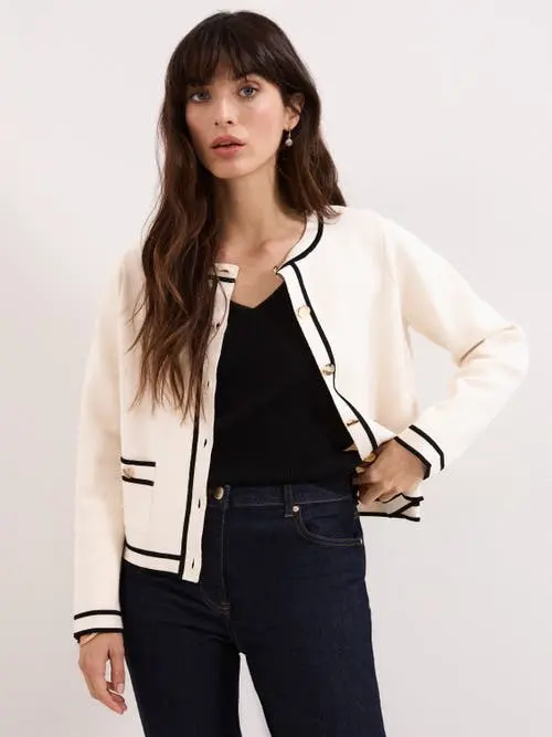 PHASE EIGHT Lola Button-front Knit Cardigan - Ivory