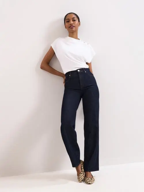 PHASE EIGHT Ruched Shoulder Hardware Top - Ivory
