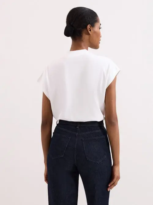 PHASE EIGHT Ruched Shoulder Hardware Top - Ivory