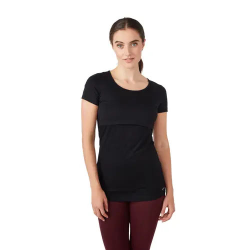 MODERN ETERNITY Nia Short Sleeve Maternity & Nursing Top - Black