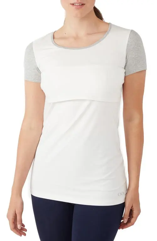 MODERN ETERNITY Maternity & Nursing Top - Eggshell/greymix Melange