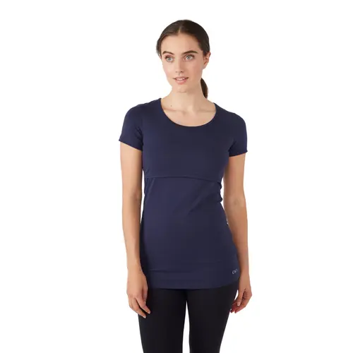 MODERN ETERNITY Nia Short Sleeve Maternity & Nursing Top - Navy
