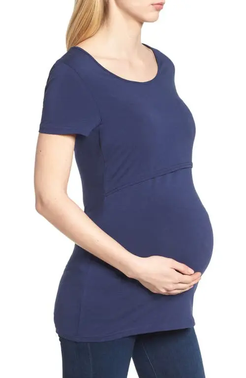 MODERN ETERNITY Nursing Stretch Jersey Top - Navy