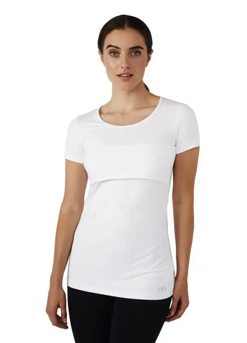 MODERN ETERNITY Nia Short Sleeve Maternity & Nursing Top - White