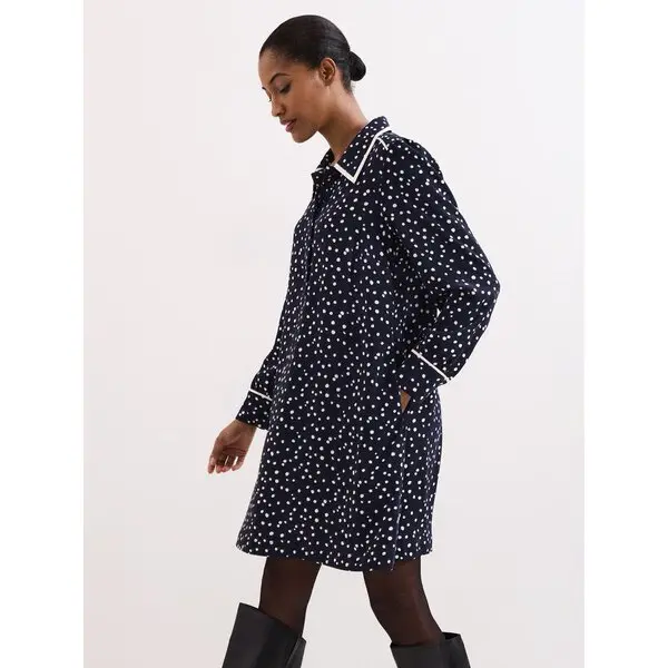 PHASE EIGHT Collared Mini Tunic Dress - Navy/ivory