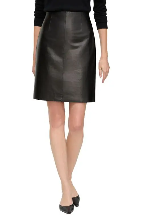 Lafayette 148 New York High Waist Napa Leather Miniskirt - Black