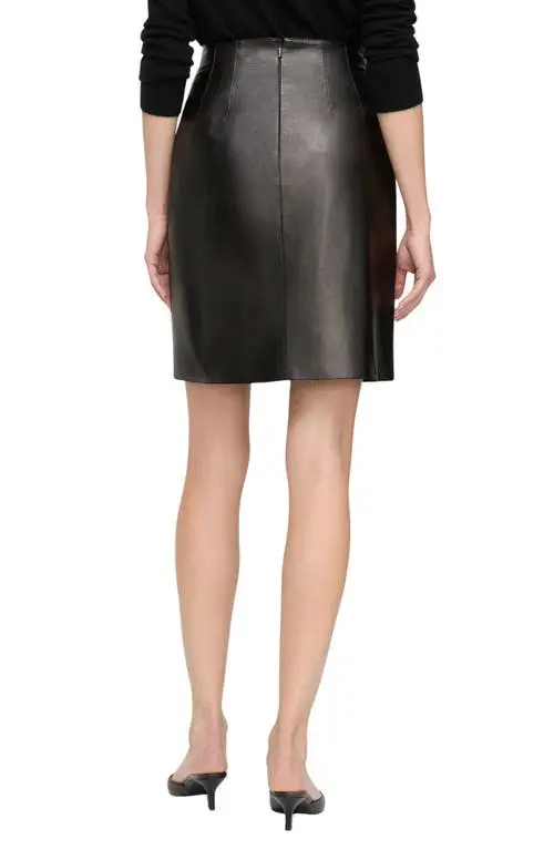 Lafayette 148 New York High Waist Napa Leather Miniskirt