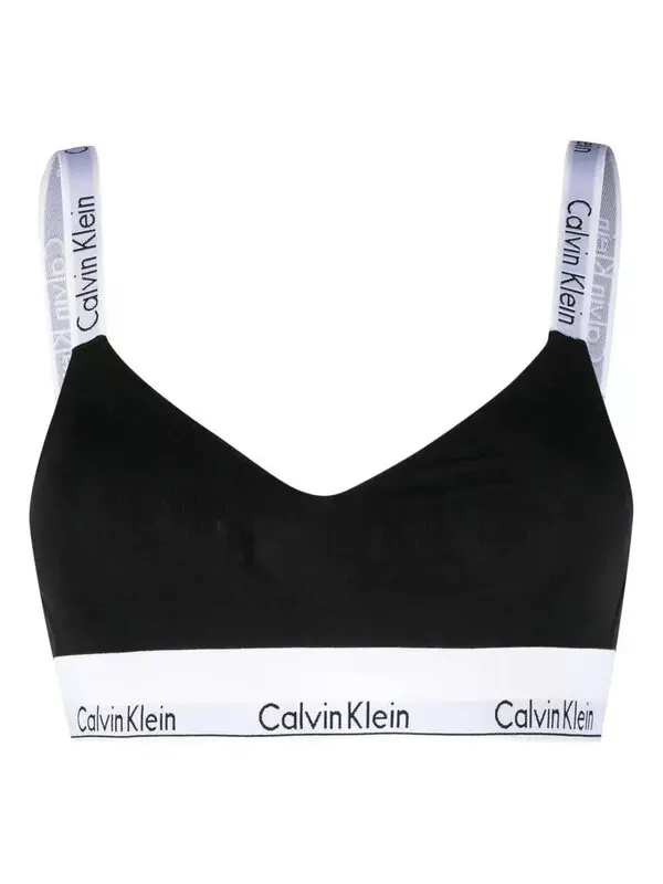 Calvin Klein Logo Straps Bra - Black