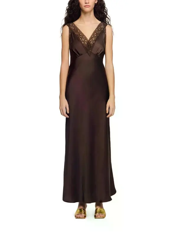 Sandro Lace Collar Maxi Dress