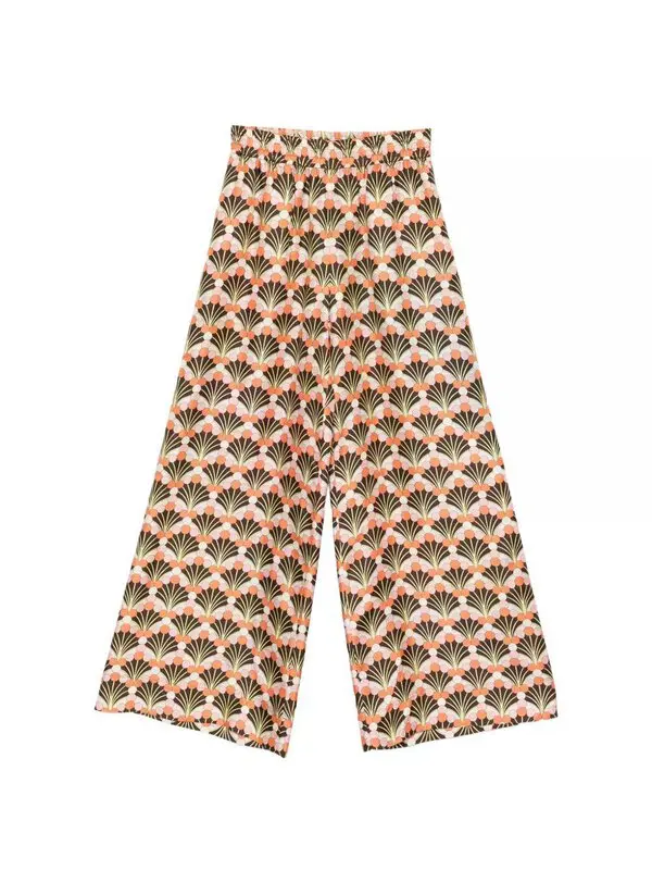 La DoubleJ Elasticated-waist Floral Trousers - Brown