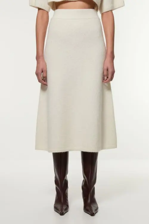 Karen Millen Full Knit Alpaca Wool Skirt - Ivory