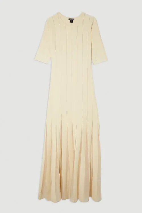 Karen Millen Petite Knitted Maxi Dress With Pleated Skirt