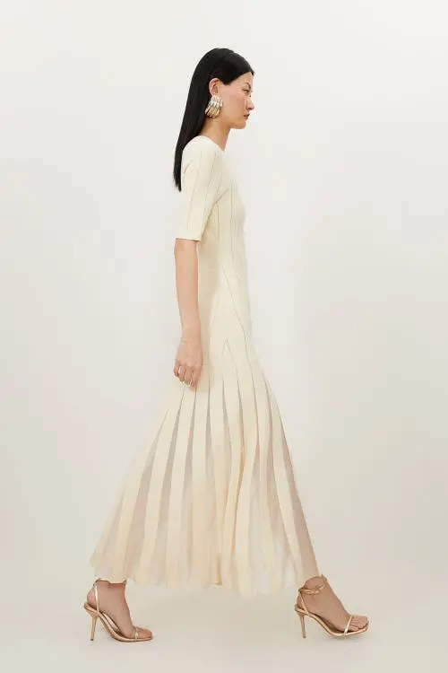 Karen Millen Petite Knitted Maxi Dress With Pleated Skirt