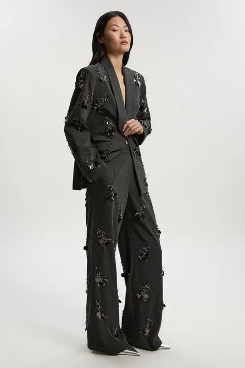 Karen Millen Embellished Single-breasted Blazer - Grey