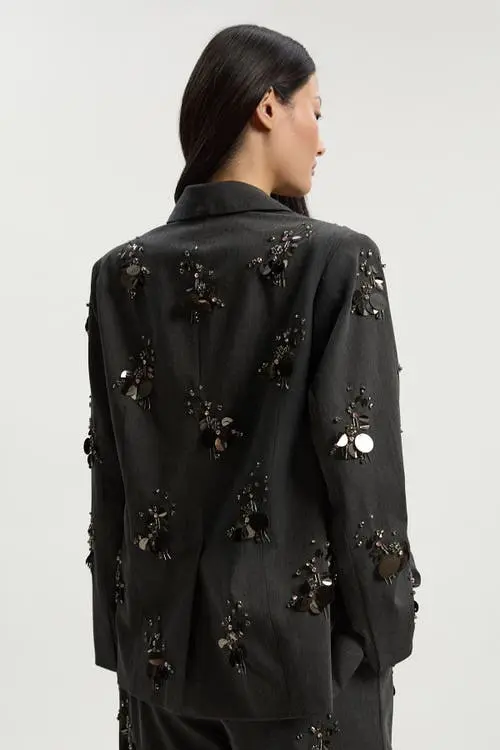 Karen Millen Embellished Single-breasted Blazer - Grey