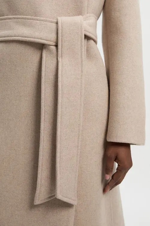 Karen Millen Wool Wrap Neck Tailored Belted Midi Coat