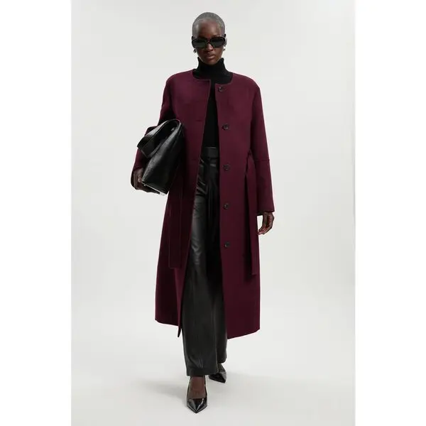 Karen Millen Wool Single Breasted Belted Maxi Coat