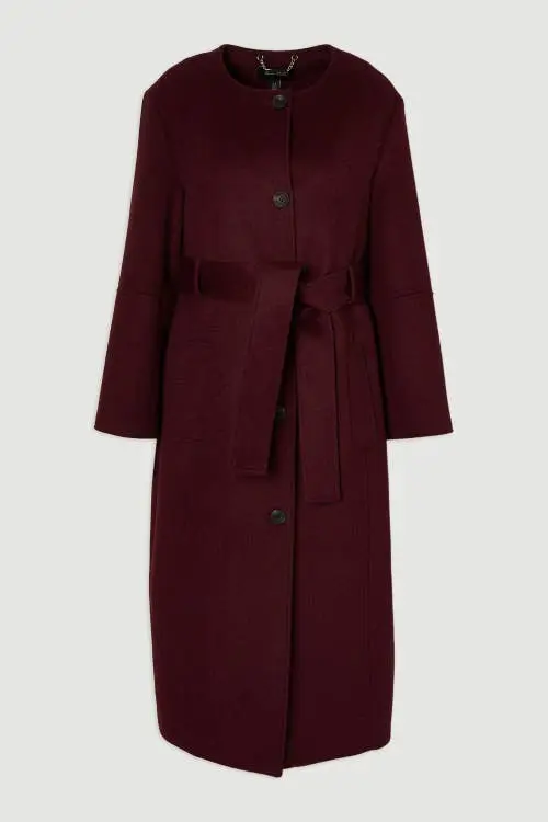 Karen Millen Wool Single Breasted Belted Maxi Coat