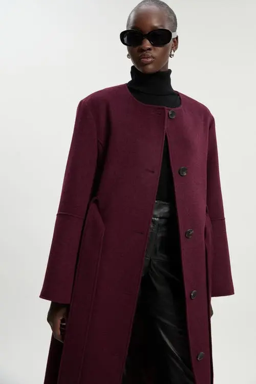Karen Millen Wool Single Breasted Belted Maxi Coat