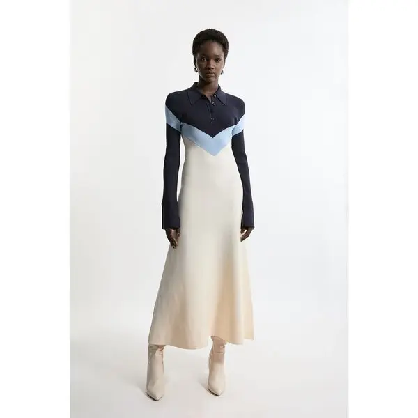 Karen Millen Rib-knit Polo Top Maxi Dress