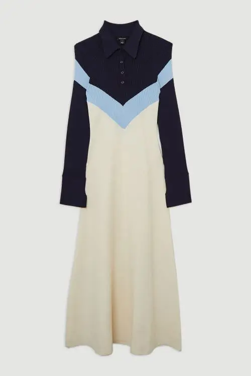 Karen Millen Rib-knit Polo Top Maxi Dress