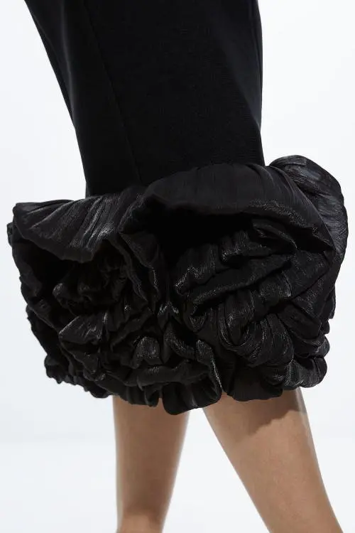 Karen Millen Ruffle Hem Halter Knit Midi Dress - Black
