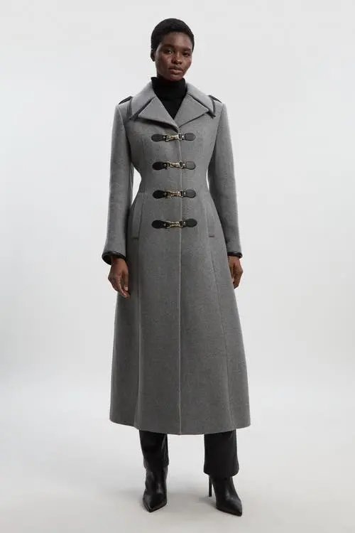 Karen Millen Military Tailored Midi Coat - Grey