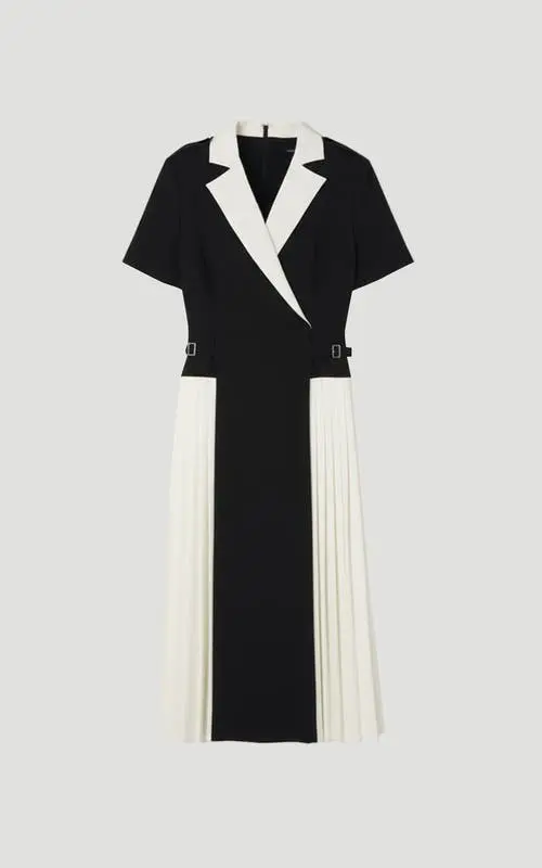 Karen Millen Tailored Crepe Pleated Midi Shirt Dress