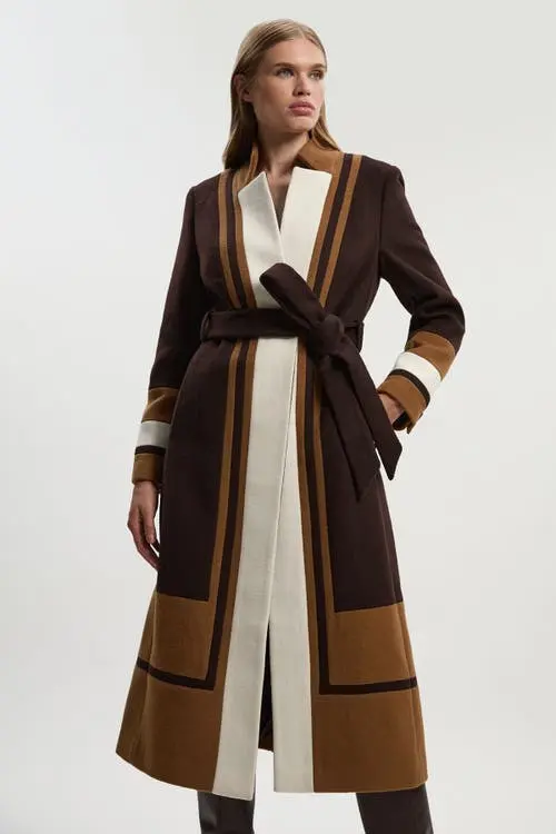 Karen Millen Brushed Wool Belted Midi Coat