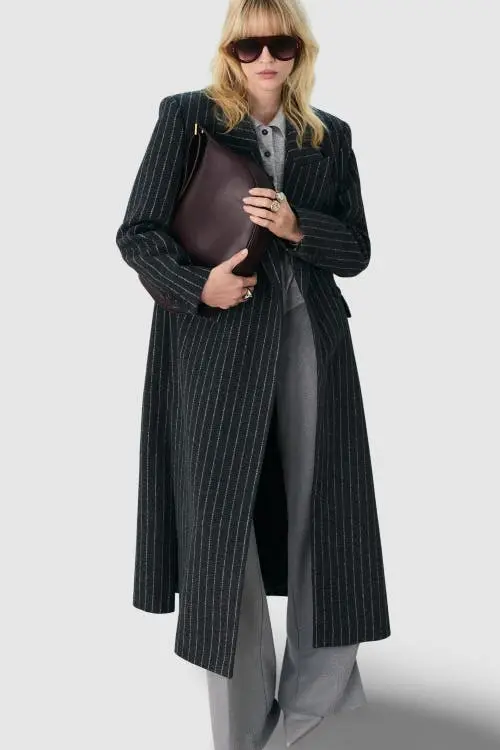 Karen Millen Double-breasted Tailored Maxi Coat - Grey