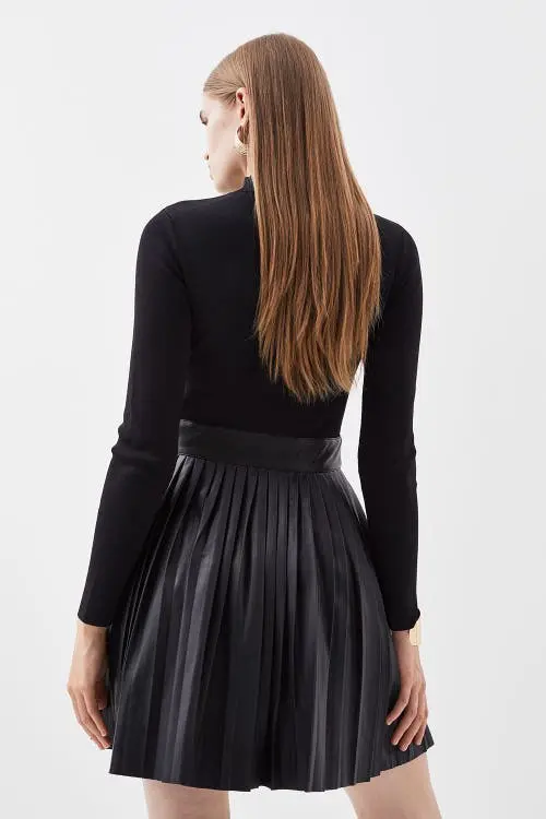 Karen Millen Knitted Top Pleated Skater Dress