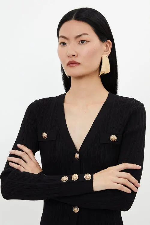 Karen Millen Ribbed Cardigan With Military Trim