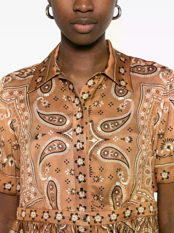 Sandro Bandana Print Cropped Shirt - Brown