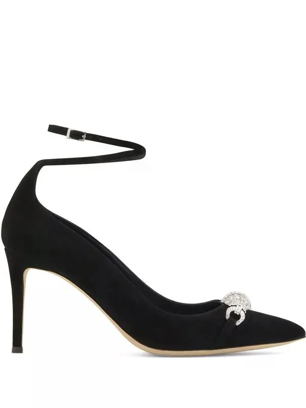 GIUSEPPE ZANOTTI Crystal-embellished Suede Pumps - Black