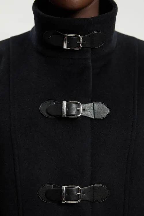 Karen Millen Brushed Wool Buckle Detail Short Coat