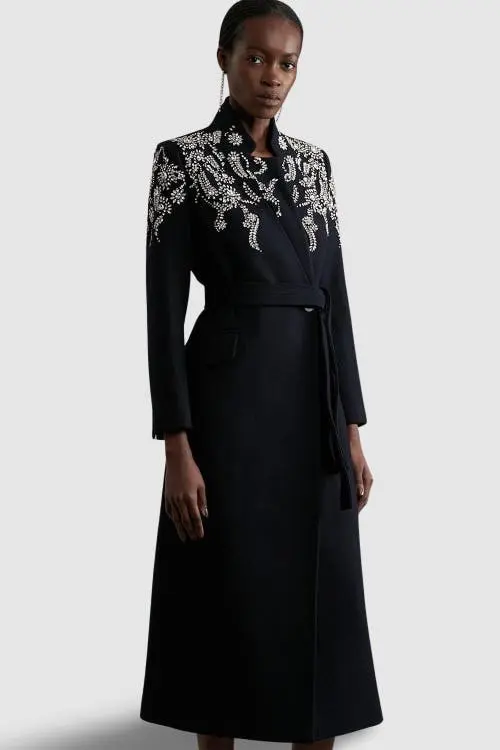 Karen Millen Tailored Wool Double Breasted Midi Coat