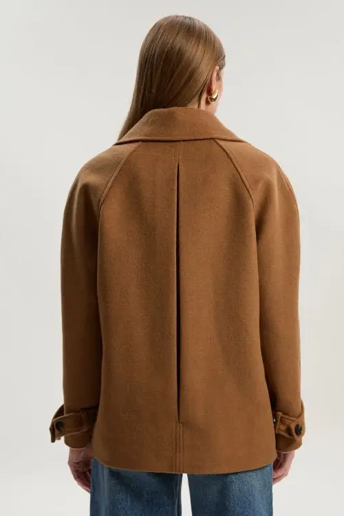 Karen Millen Brushed Wool Double Breasted Short Coat