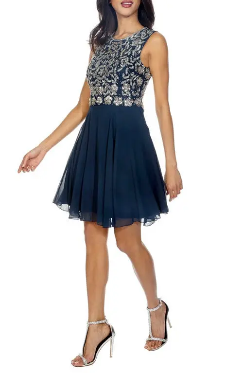 Lace & Beads Fit & Flare Dress
