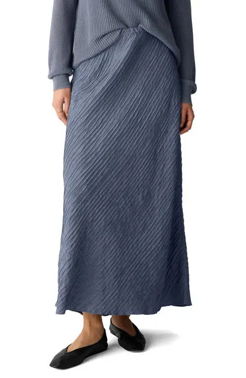 Eileen Fisher Stretch Silk Bias Cut Midi Skirt - Flint