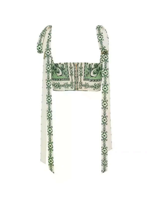 Cara Cara Faiza Tie-straps Floral-print Cropped Top - Neutrals
